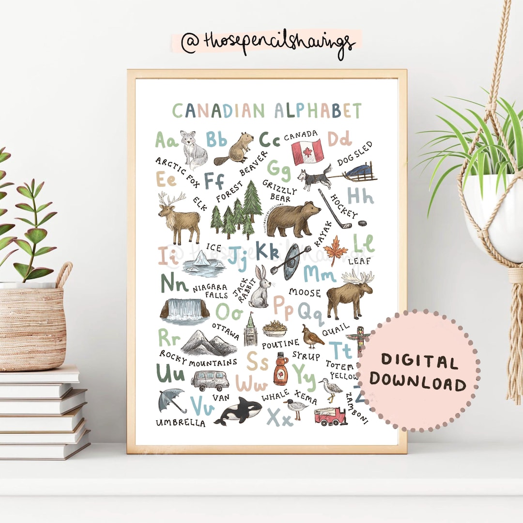 DIGITAL DOWNLOAD | Canadian Alphabet Print | Illustrated Abc Poster | A ...