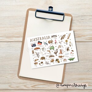 Australia Landmarks Postcard: Illustrated Aussie Travel Souvenir - Etsy