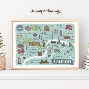 London Map Art Print: Illustrated Travel Souvenir - Etsy
