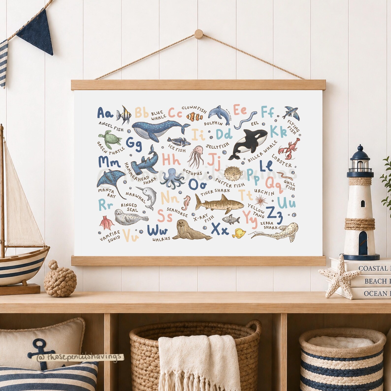 Ocean Animals Alphabet Print: Sea Life Nursery Decor (digital Download ...