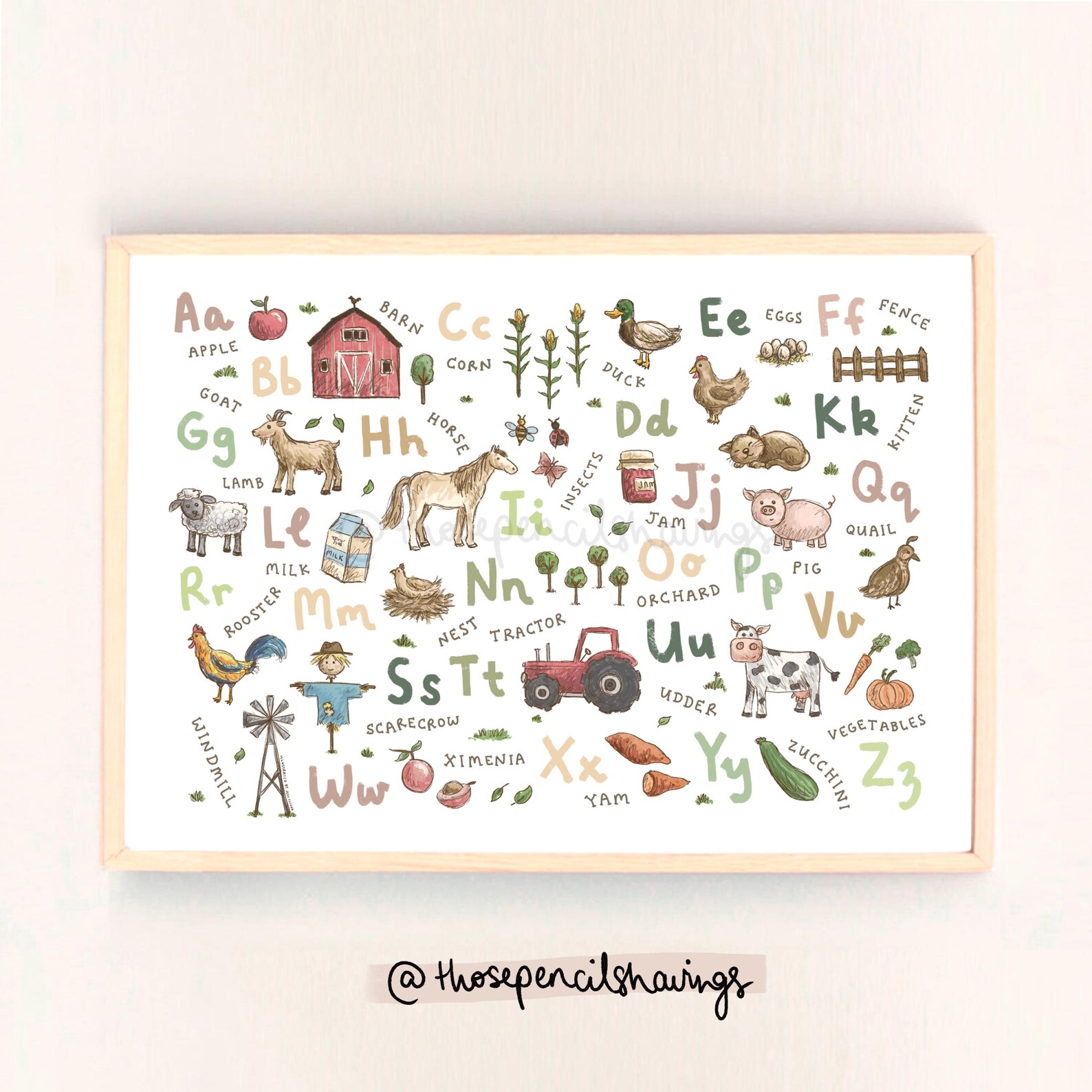 Farm Alphabet Print: Illustrated Animals ABC Poster - Etsy