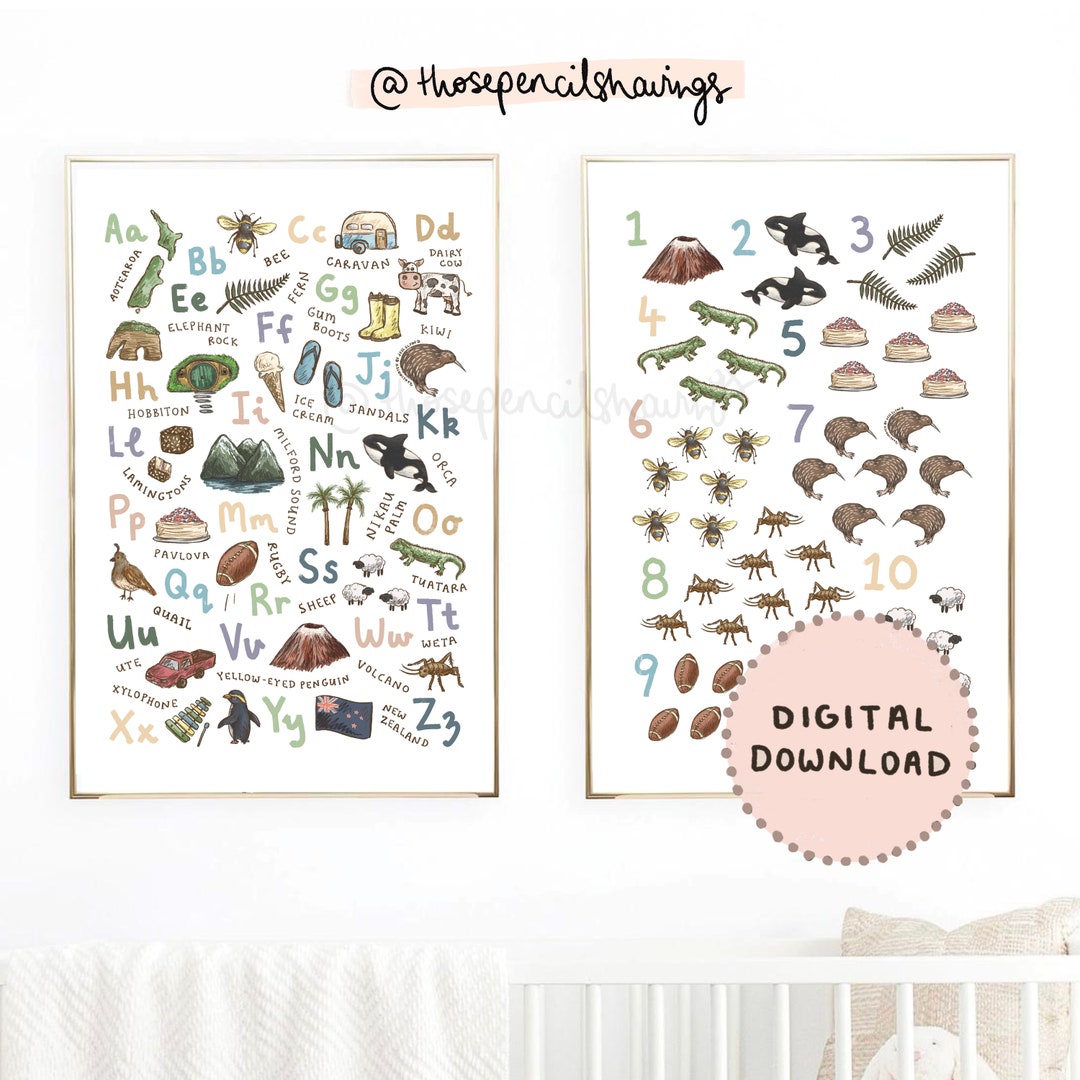 DIGITAL DOWNLOAD New Zealand Alphabet and Numbers Print ABC 123 Poster ...