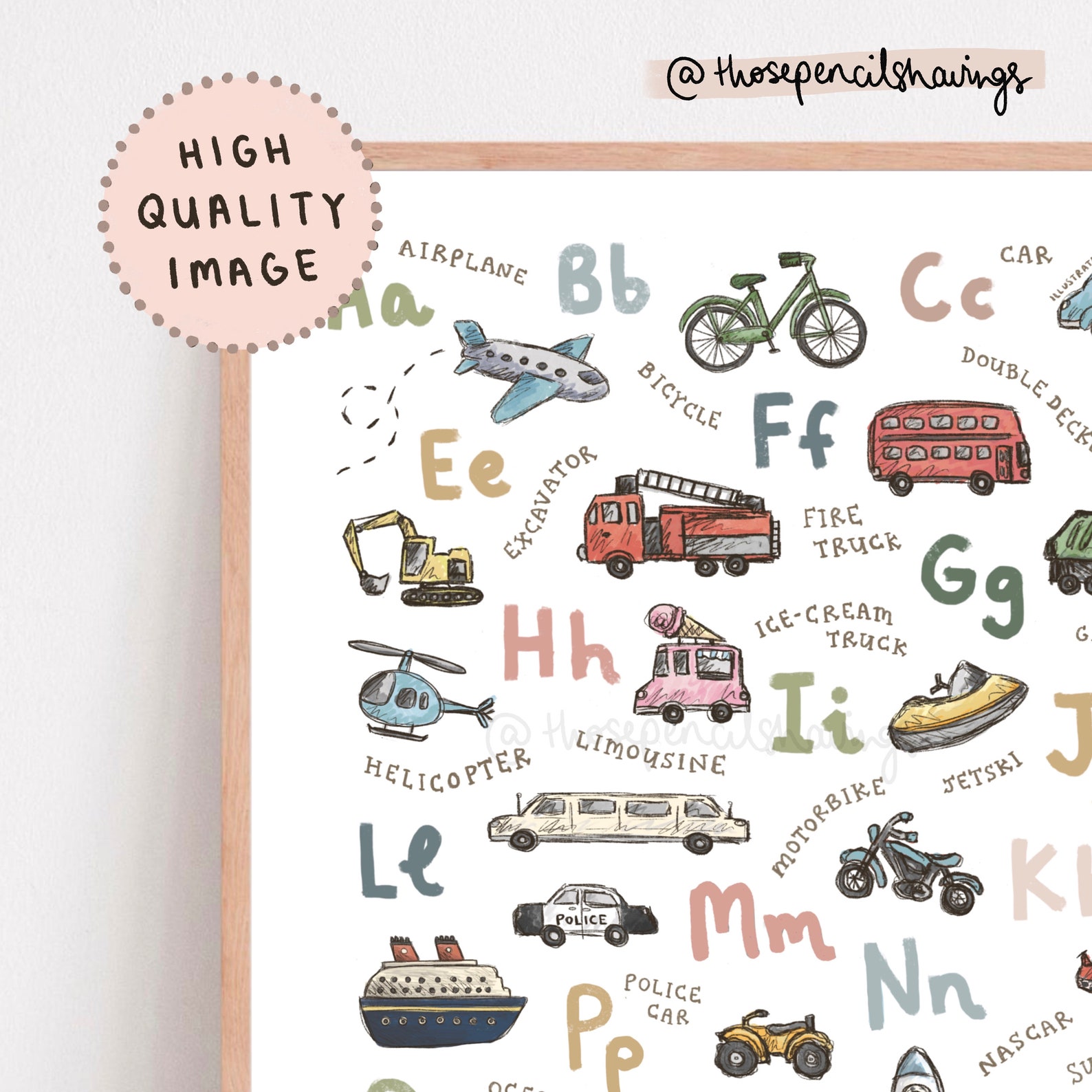 Transport Alphabet Print: A-Z Vehicle Art for Kids (digital Download ...
