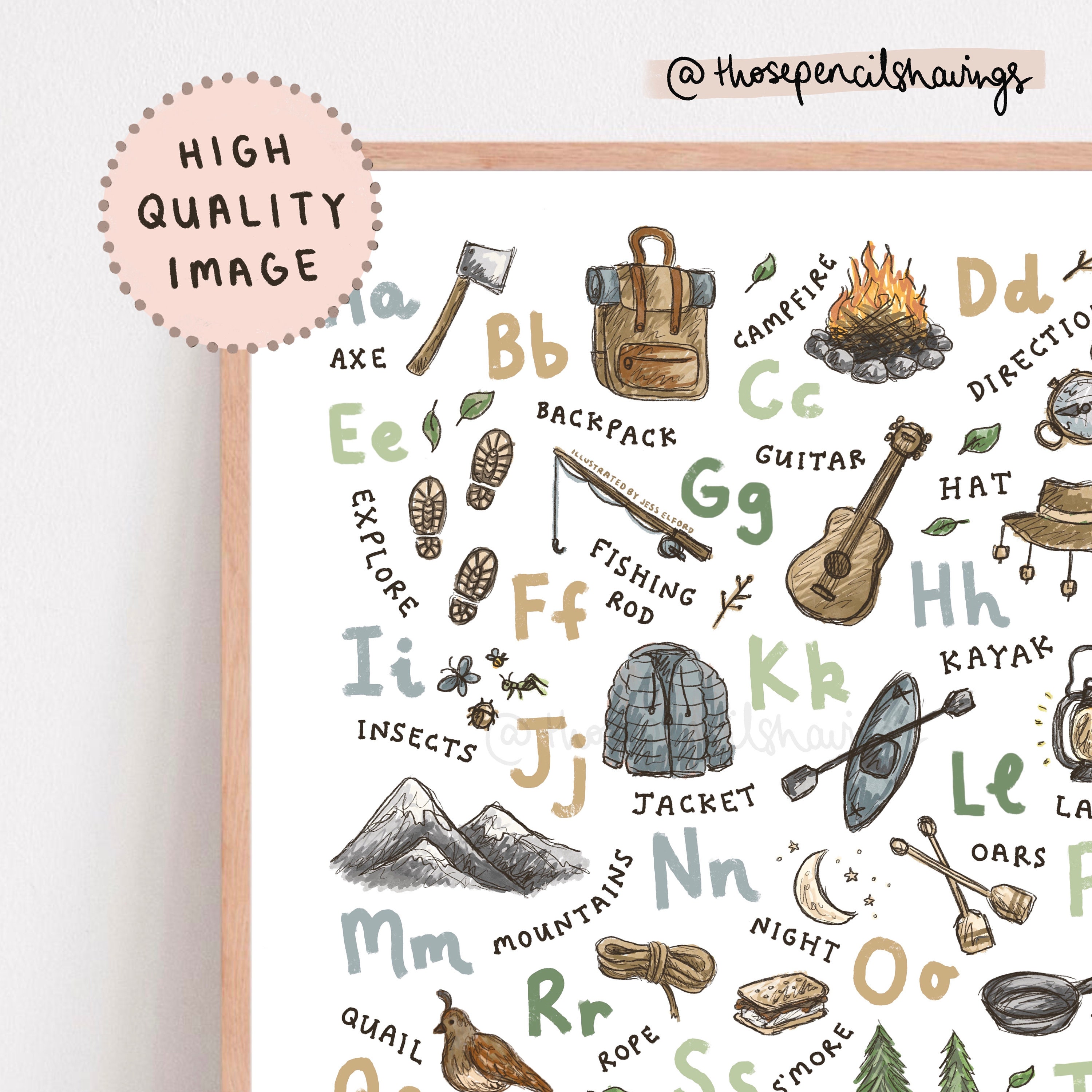 Camping Alphabet Print: Illustrated A-Z Adventure Poster (digital ...