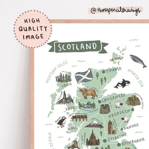 DIGITAL DOWNLOAD | Map of Scotland | Illustrated Scottish Map Print ...