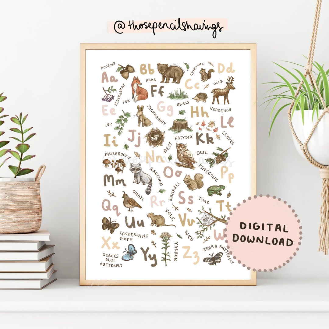 Woodland Animals Alphabet | A–Z Forest-themed ABC Poster | Printable ...