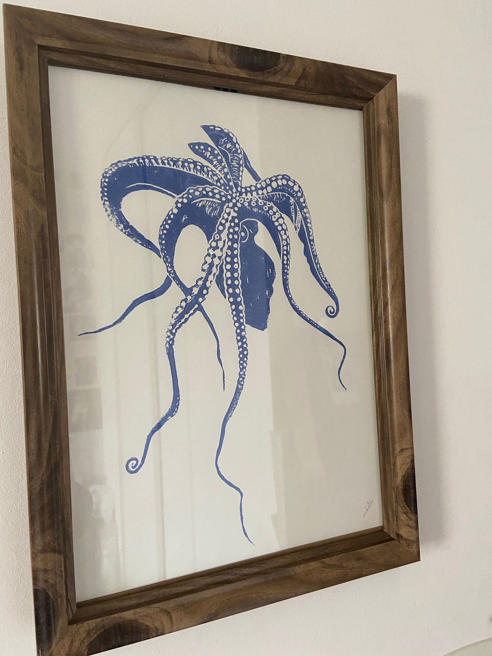 Octopus Linocut Handmade Print | Etsy