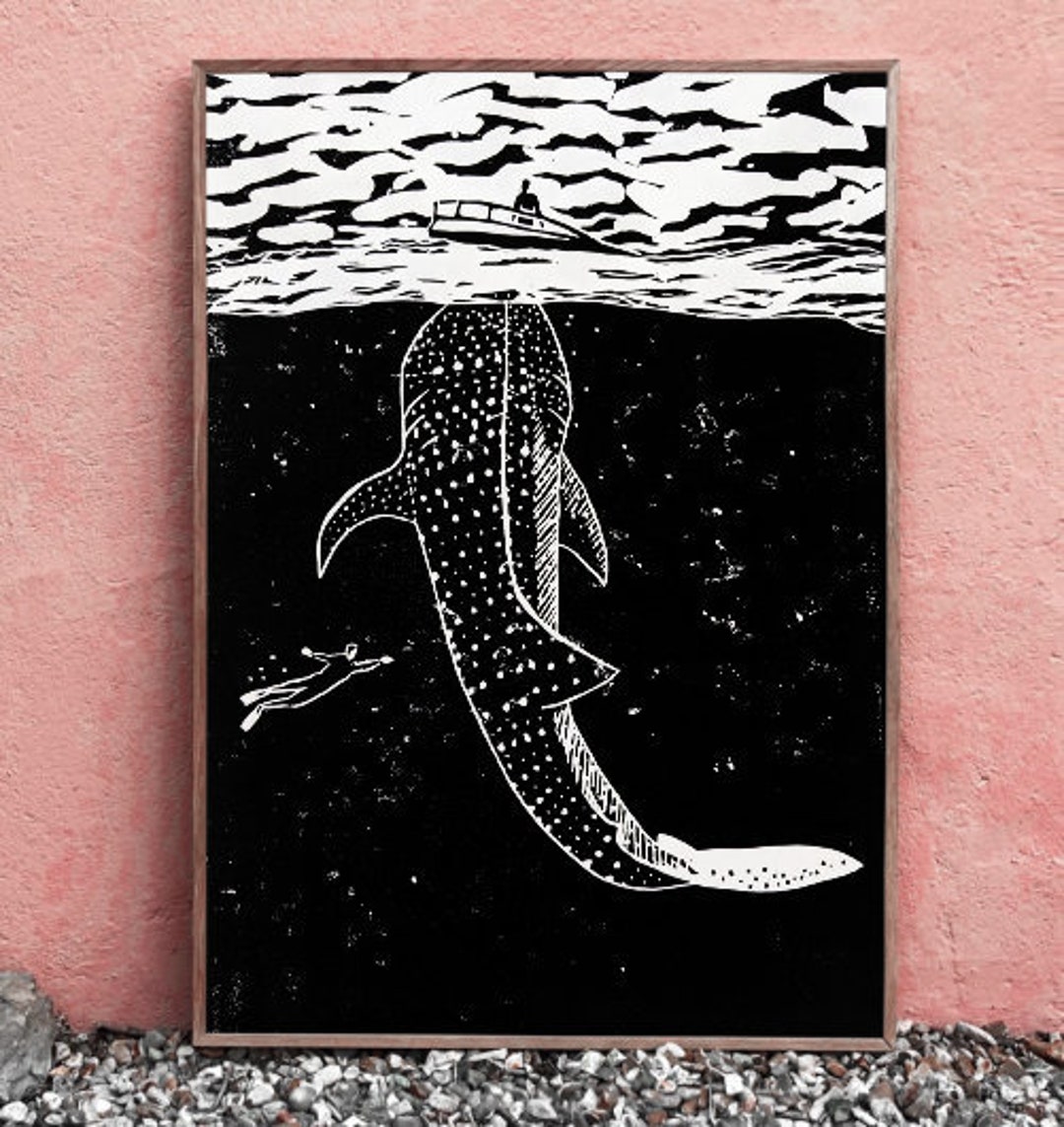 Whale Shark Linocut - Etsy