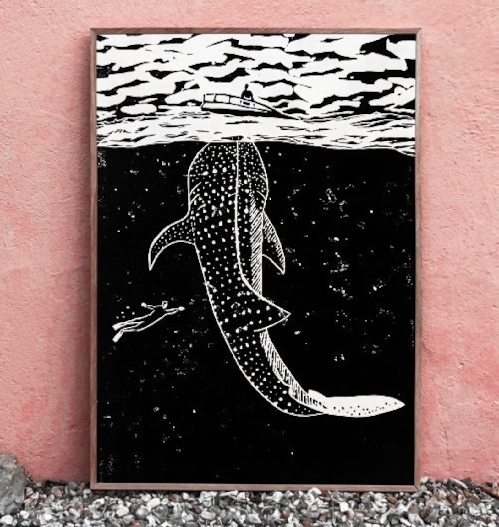 Whale Shark Linocut - Etsy