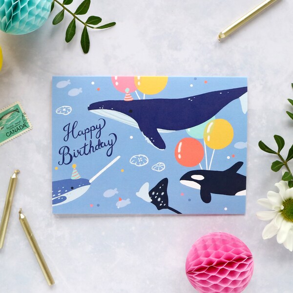 Whale Happy Birthday Card - Etsy