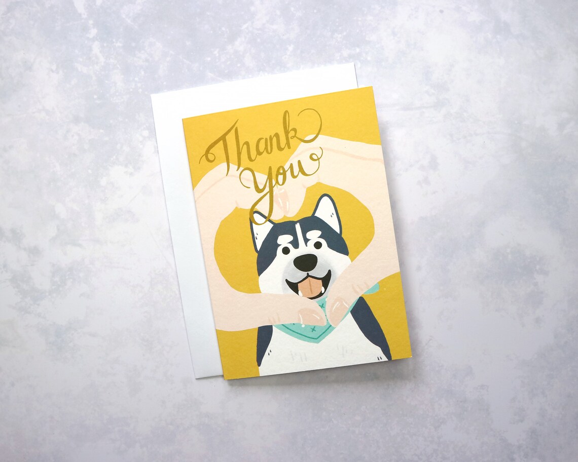 Thank You Dog Card Thank You Card Greeting Card | Etsy