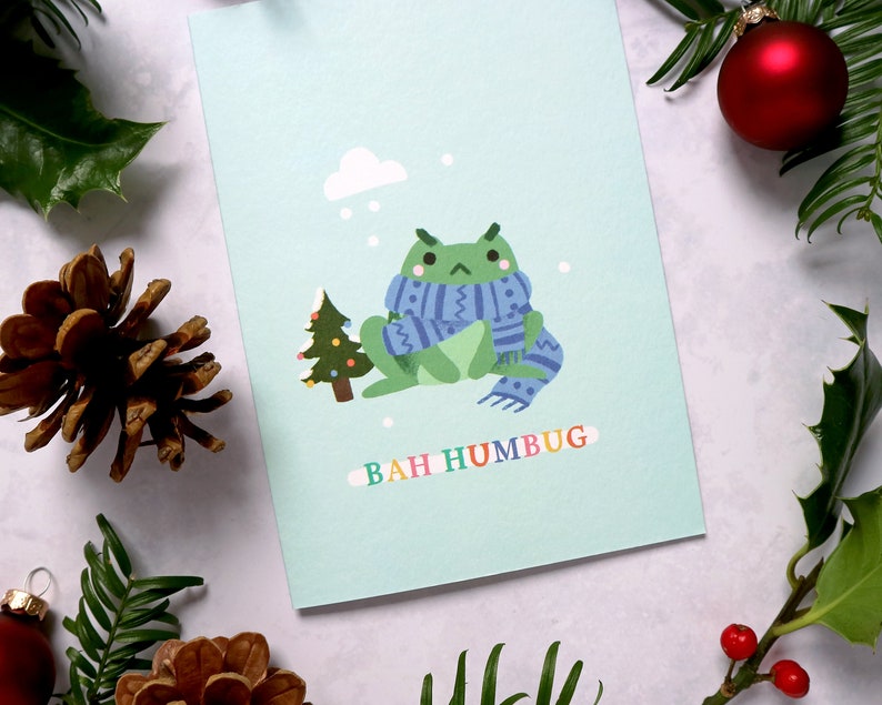 Bah Humbug Card Frog Card Christmas Card Greeting Card - Etsy