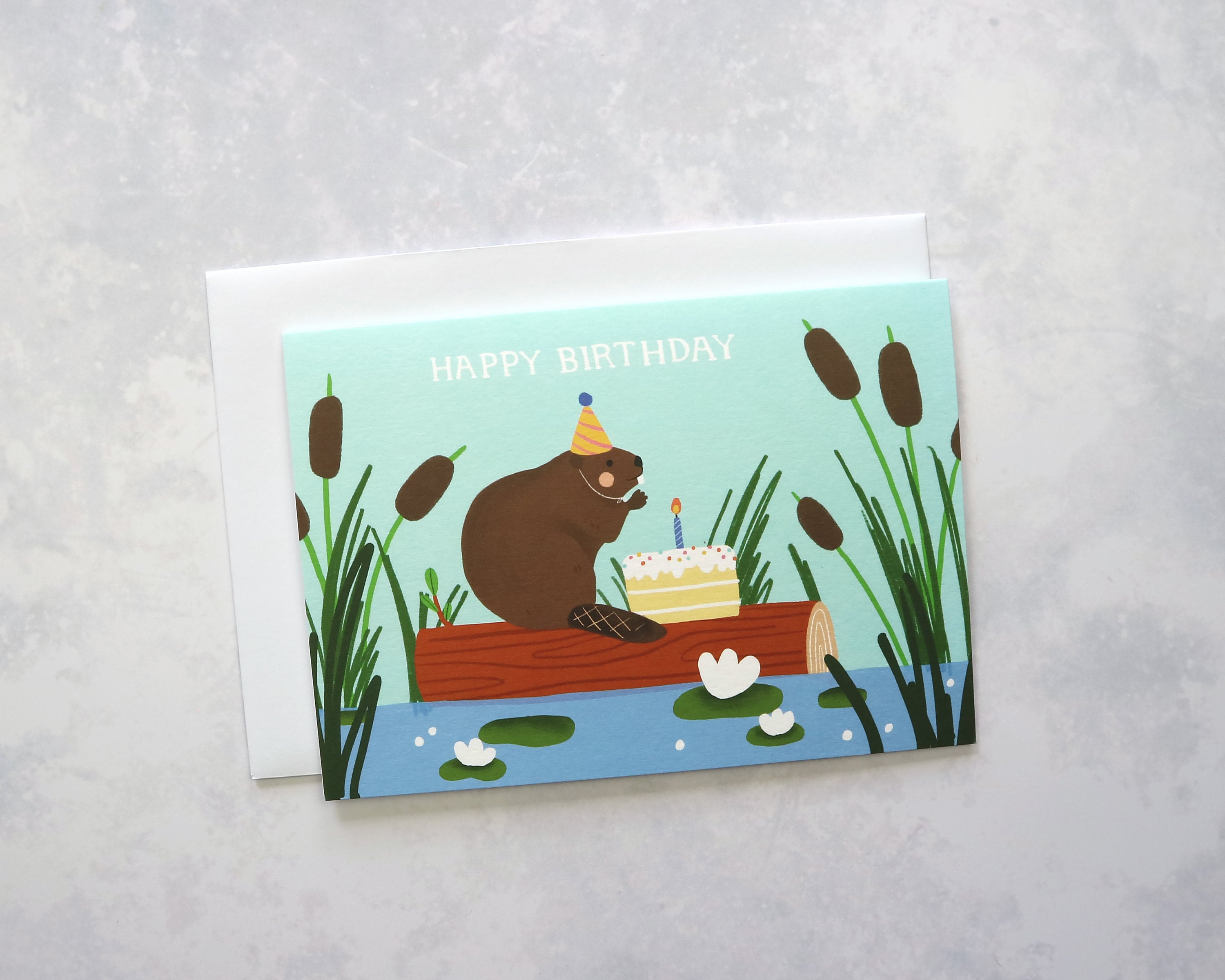 Beaver Card Happy Birthday Greeting Card Cute Animal Card | Etsy