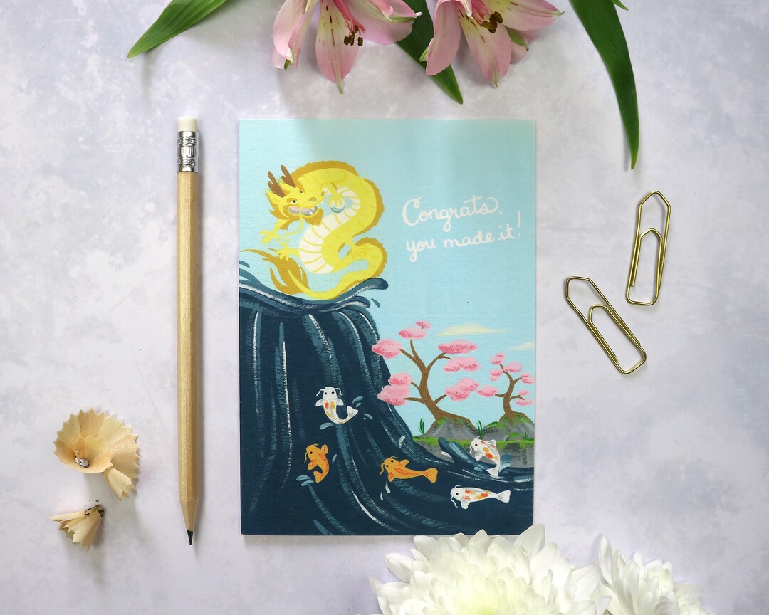 Congrats Dragon Card Congratulations Card Greeting Card - Etsy
