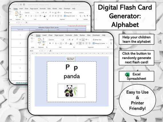 Digital Flash Cards Generator Learn the Alphabet Animals | Etsy
