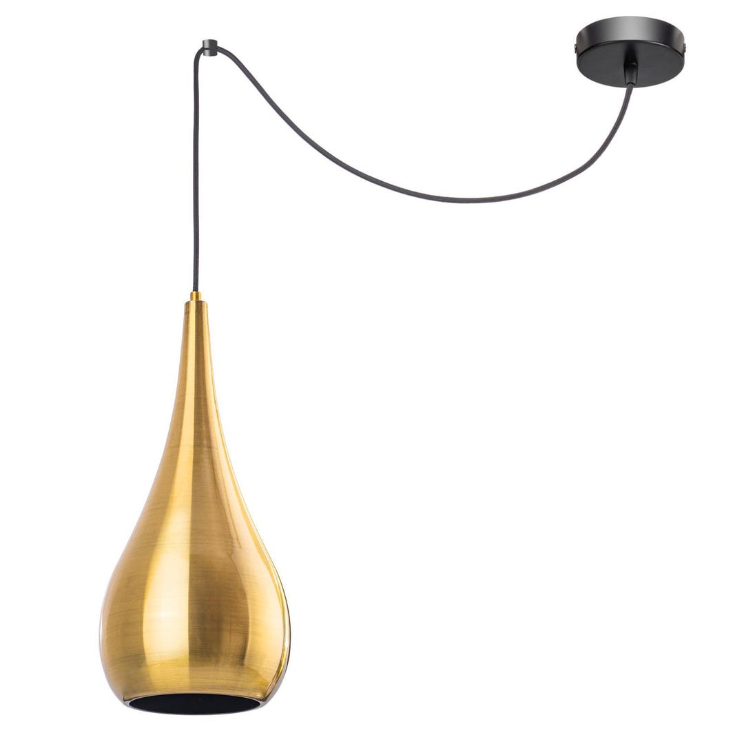 Drop Pendant Light, Gold Metal Hanging Lamp, Black Chandelier Lighting ...