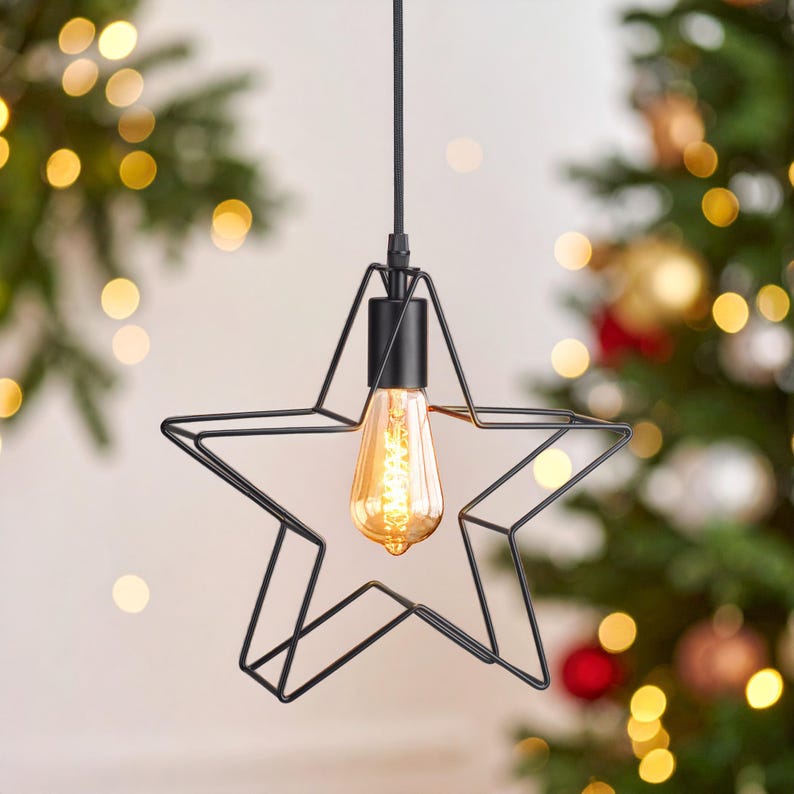 Starly Star Pendant Black Metal Minimalist Ceiling Light Geometric ...
