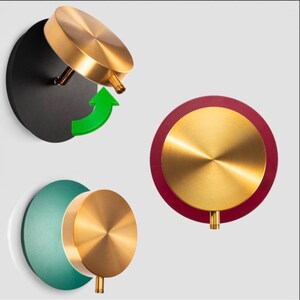 Geometric Circular Gold LED Wall Lights Fixture Black Swivels Sconce ...