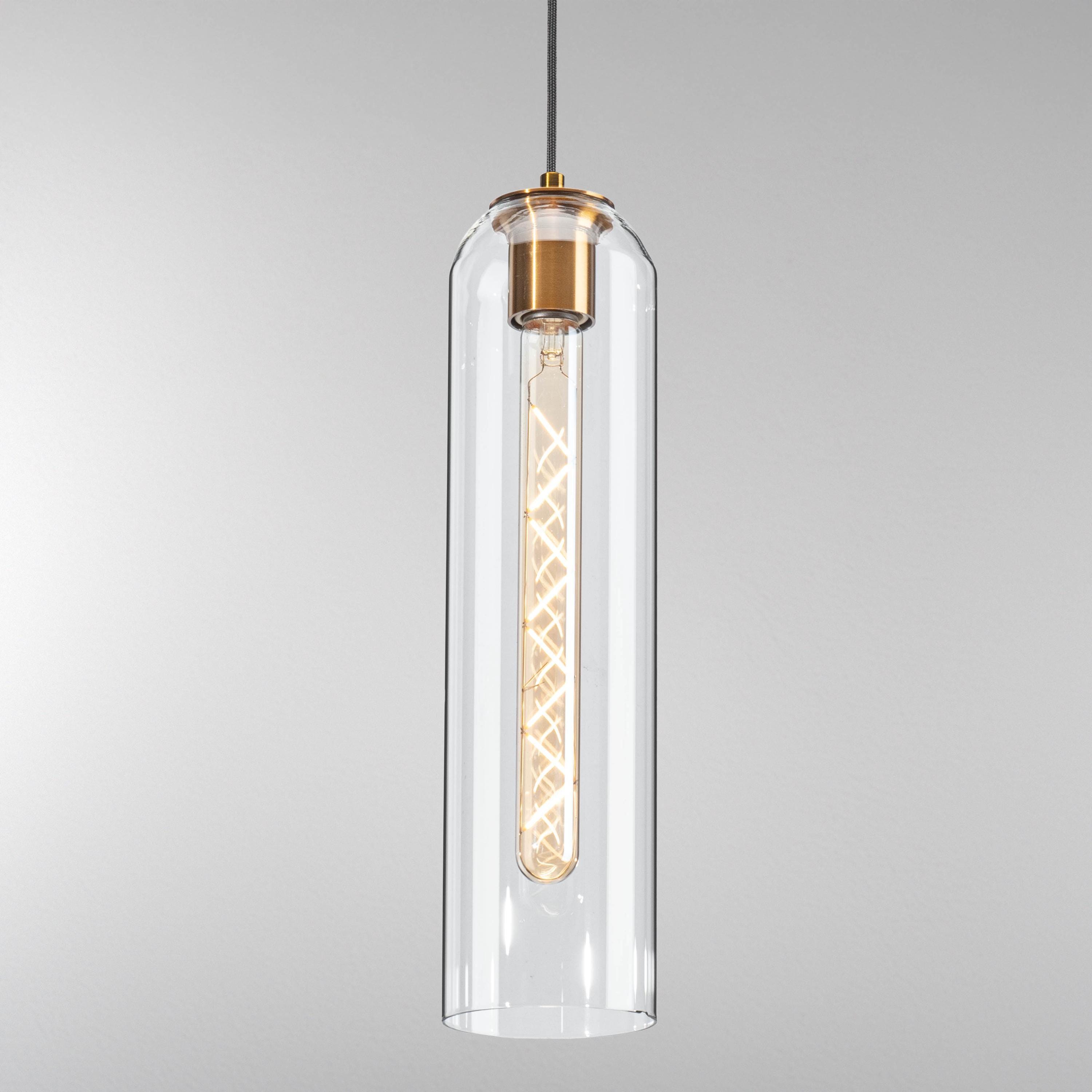Clear Glass Sleek Hanging Light, Minimalist Matte Finish Lamp, Slim ...