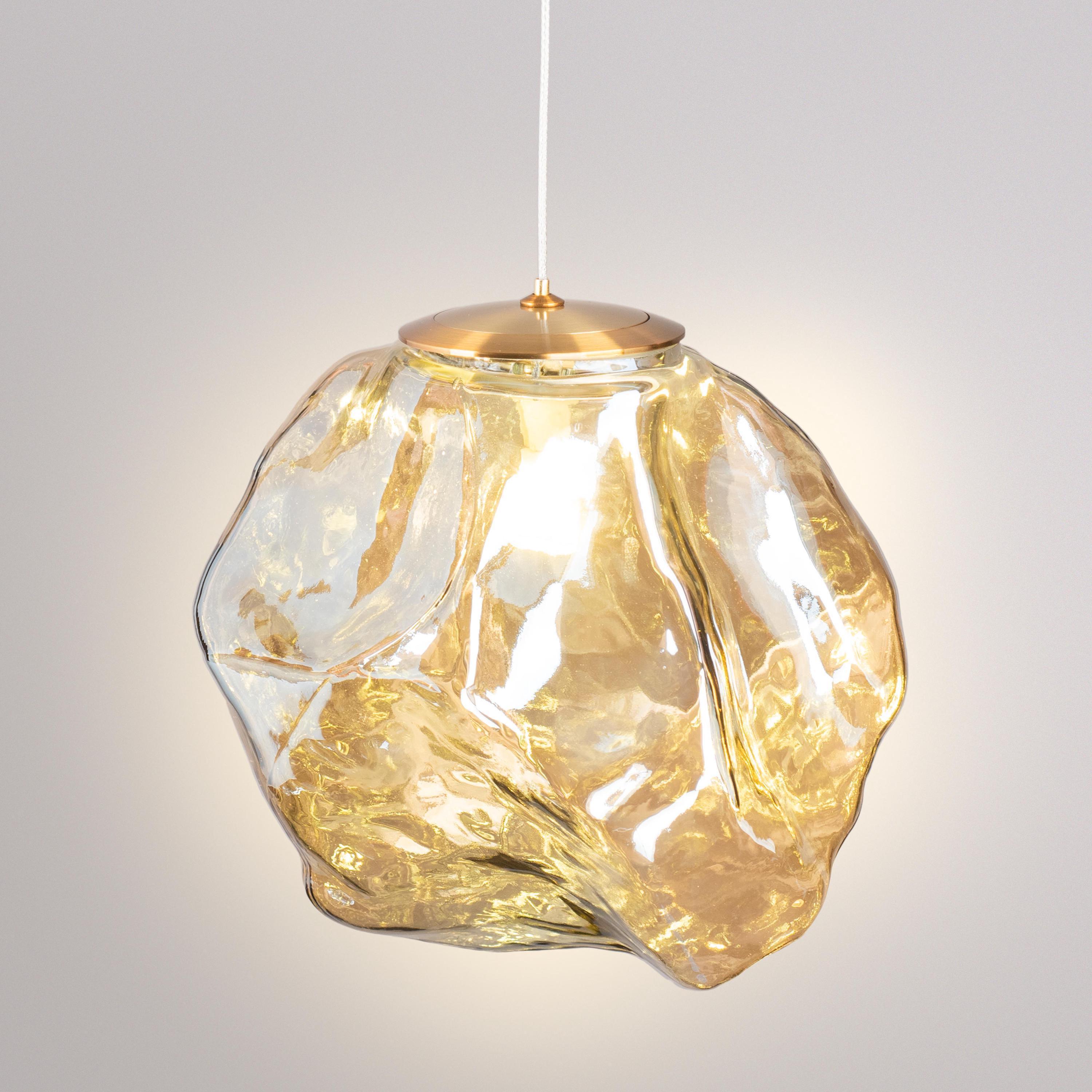 Distorted Glass Pendant Light, Melting Glass Lampshade, Living Room ...