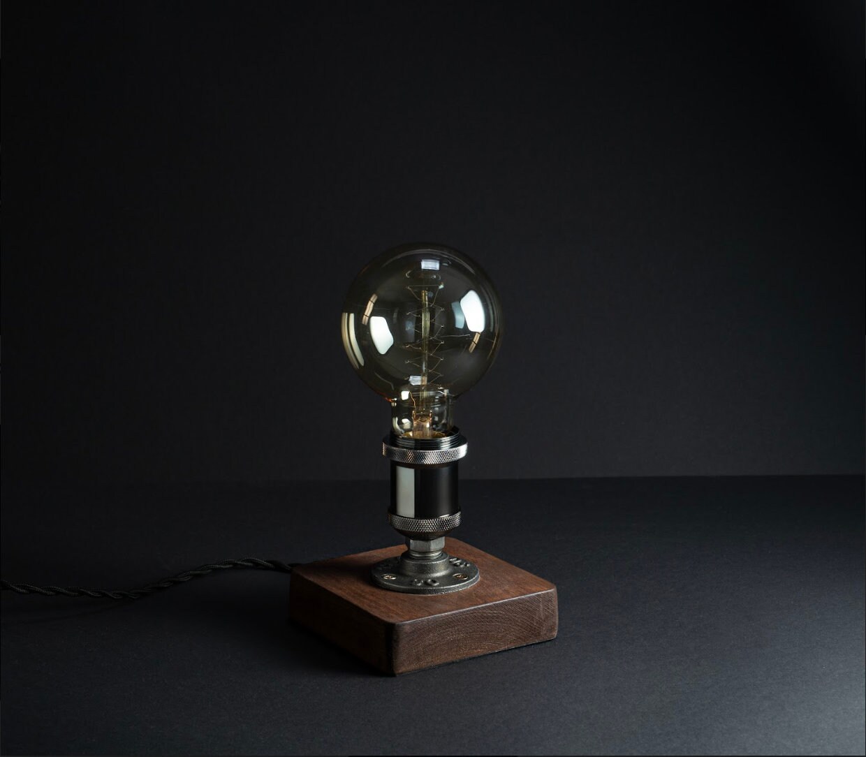 Edison Bulb Desk Lamp/ Wooden Base Lamp/ Restoration Hardware/ - Etsy