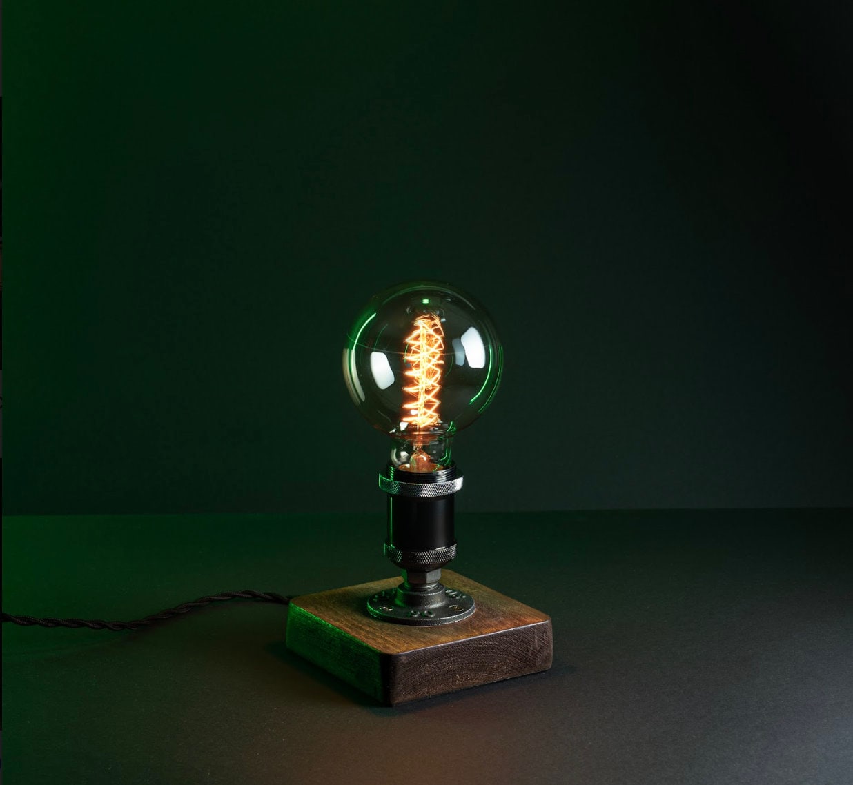 Edison Bulb Desk Lamp/ Wooden Base Lamp/ Restoration Hardware/ - Etsy