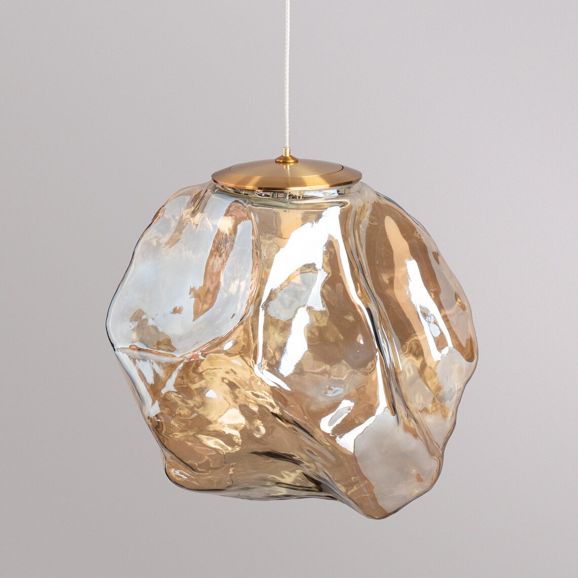 Distorted Glass Pendant Light, Melting Glass Lampshade, Living Room ...