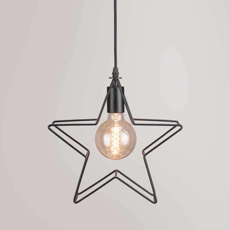 Starly Star Pendant Black Metal Minimalist Ceiling Light Geometric Modern Industrial Decor - Etsy