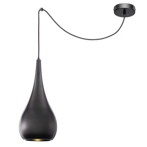 Drop Pendant Light, Gold Metal Hanging Lamp, Black Chandelier Lighting ...