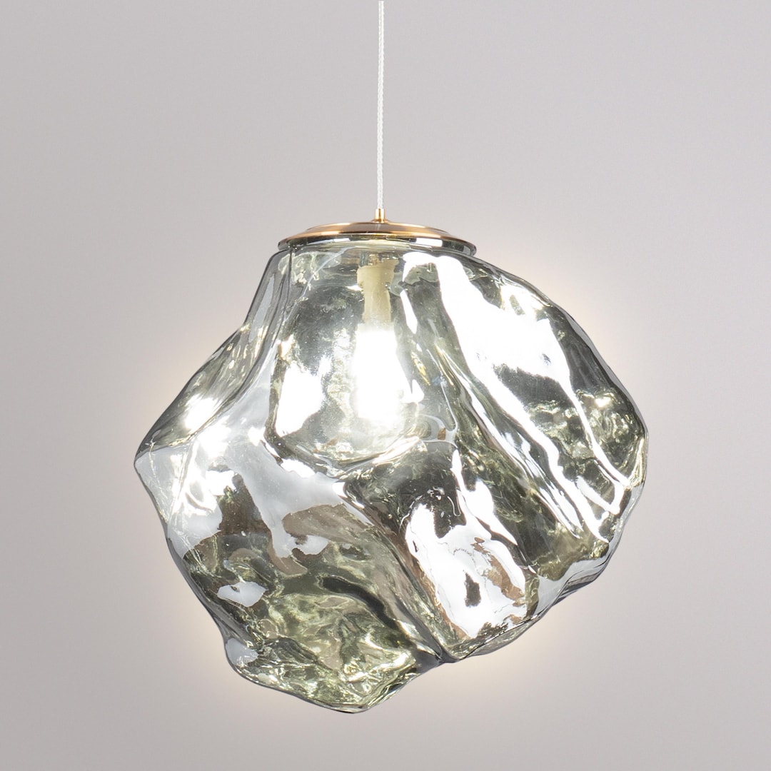 Distorted Glass Pendant Light, Melting Glass Lampshade, Living Room ...