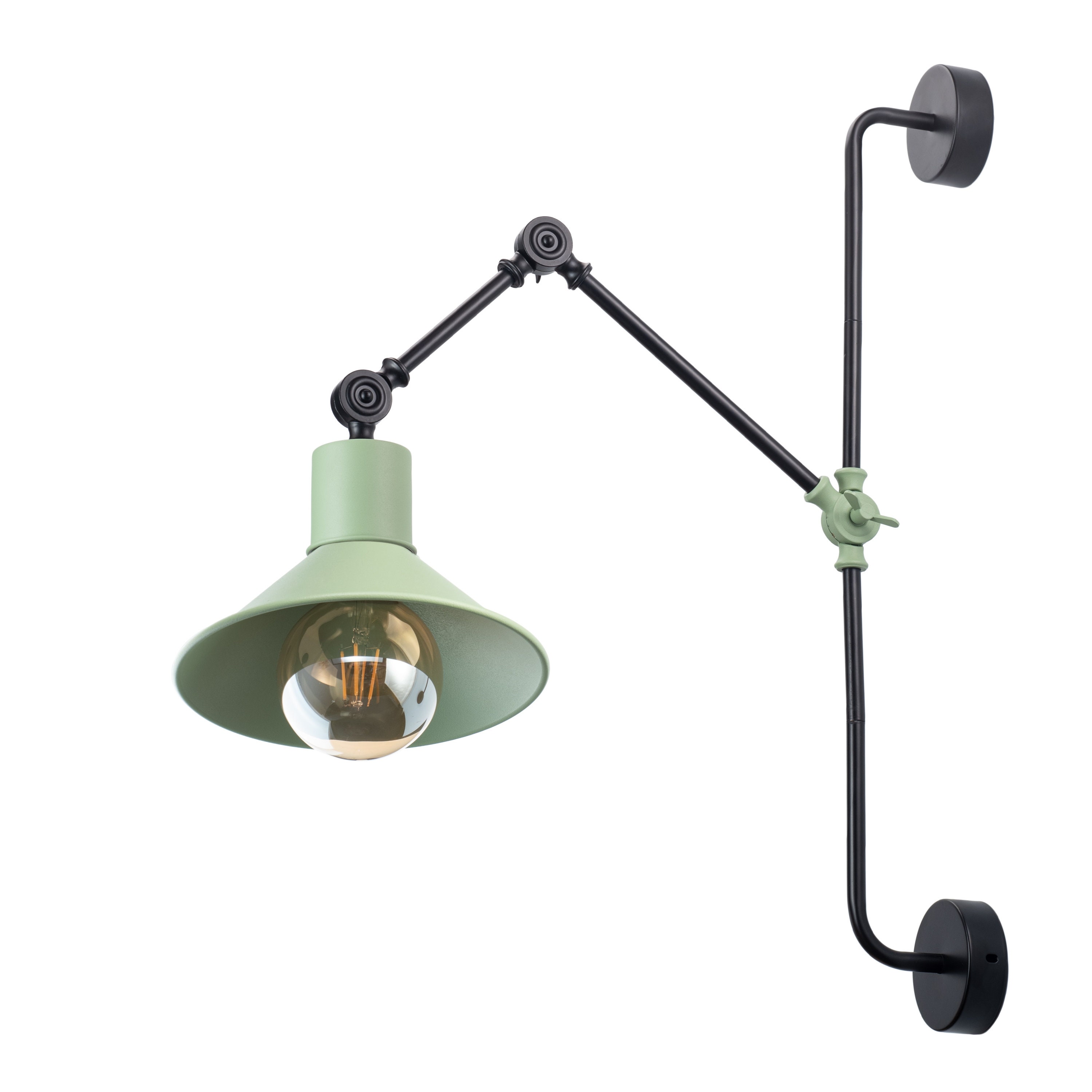 Modern Adjustable Swing Arm Wall Lamps. Green Plug in Sconce for ...
