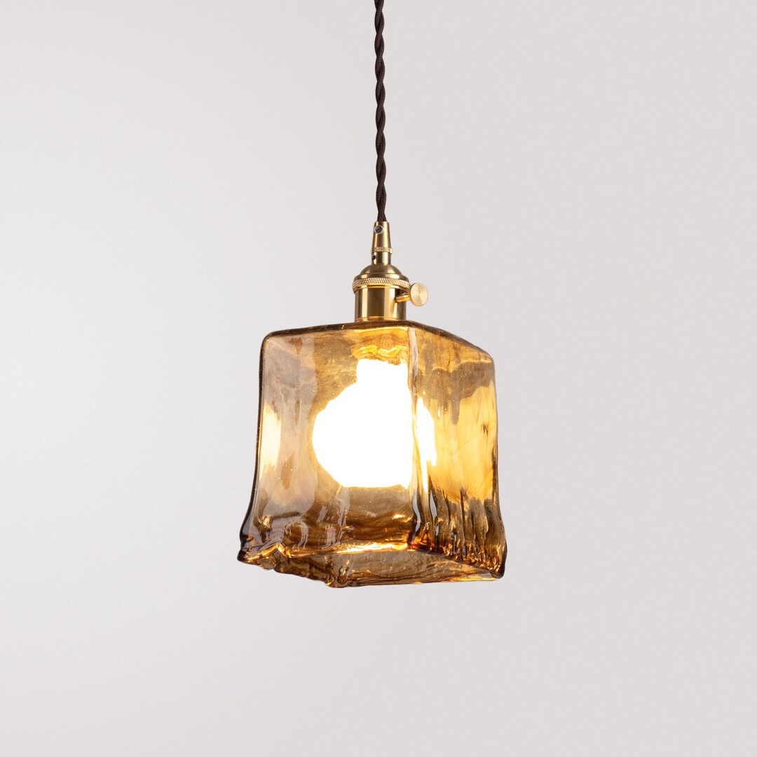 Amber Glass Pendant Lamp, Bathroom Lighting, Vintage Hanging Lamp ...