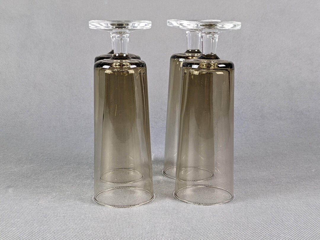 4 Luminarc Cavalier Fumé Champagne Flutes x4 Arcoroc by Luminarc 70's ...