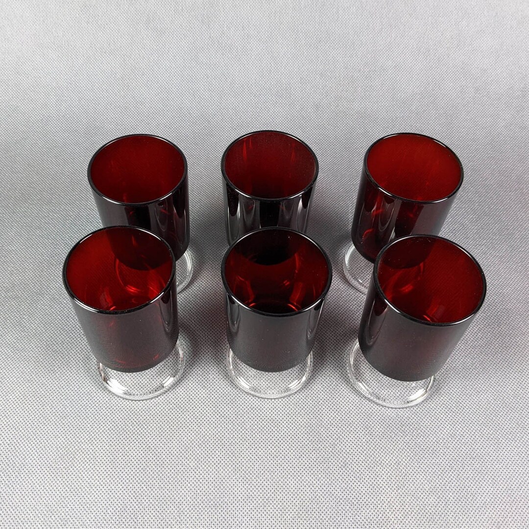 6 Cavalier Ruby Luminarc White Wine Glasses x6 Ruby Garnet Pattern ...