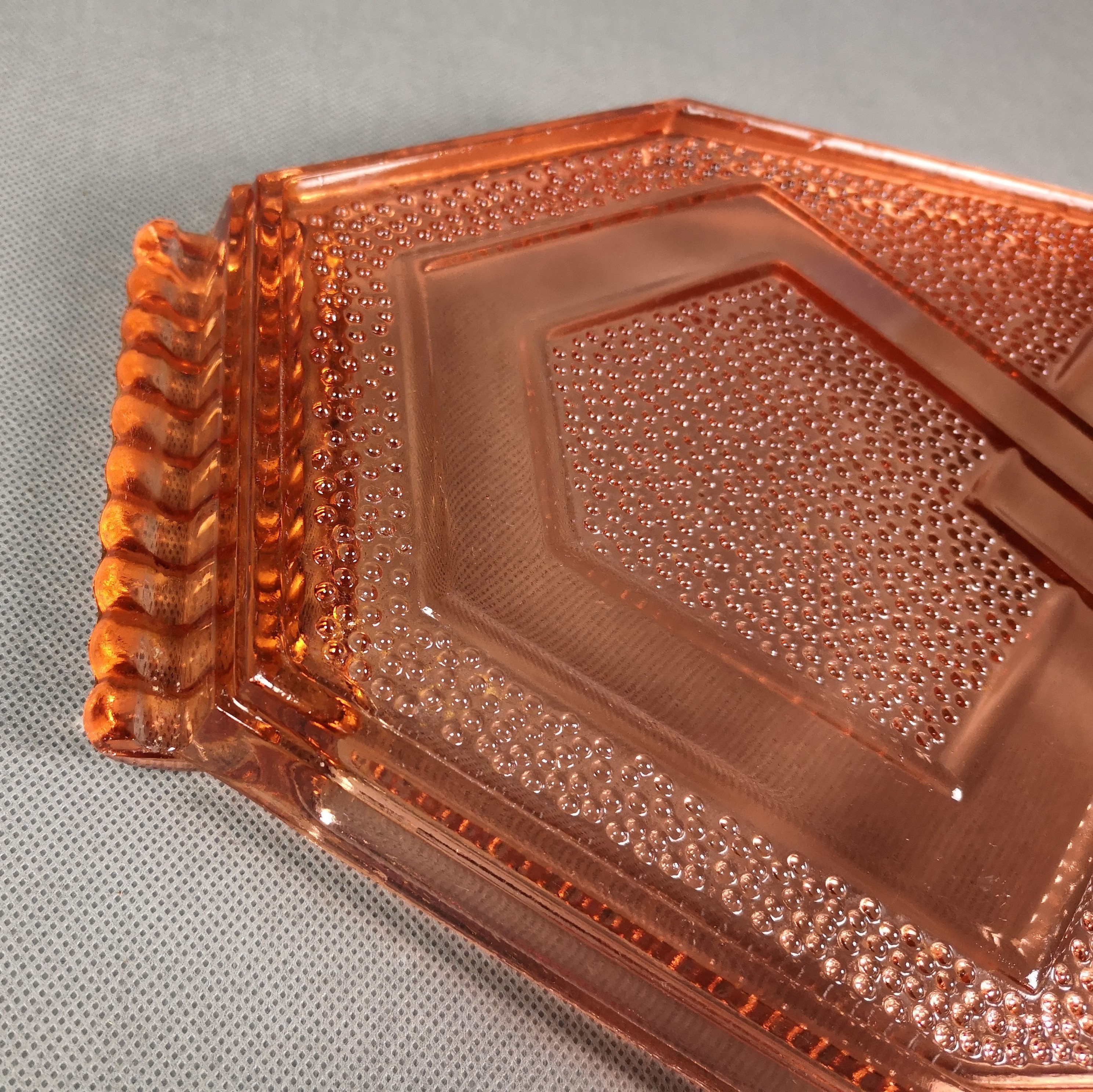 Pink Glass Tray - Pink Depression Glass - Art Deco - French Vintage ...
