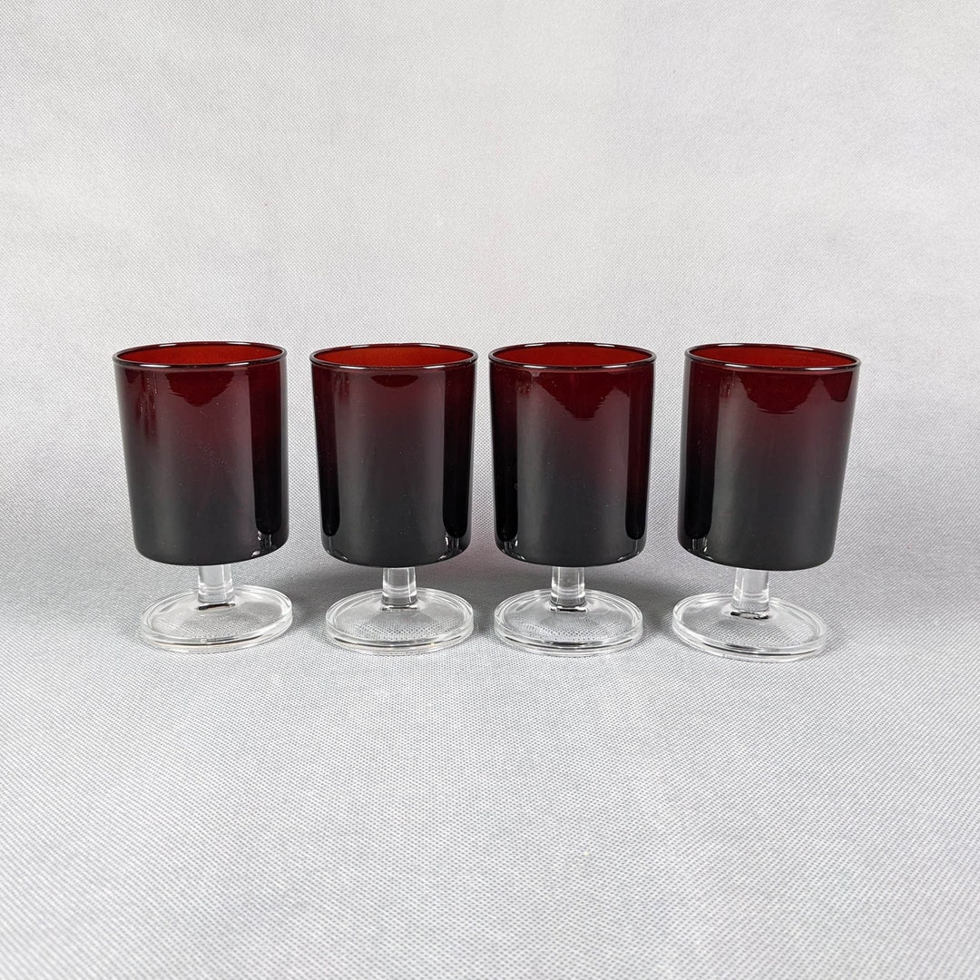 4 Large Cavalier Ruby Luminarc Water Glasses (x4) - Ruby Garnet Model ...