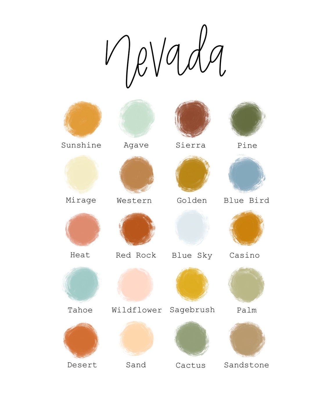 Colors of Nevada Digital Art Color Palette Art Nevada - Etsy