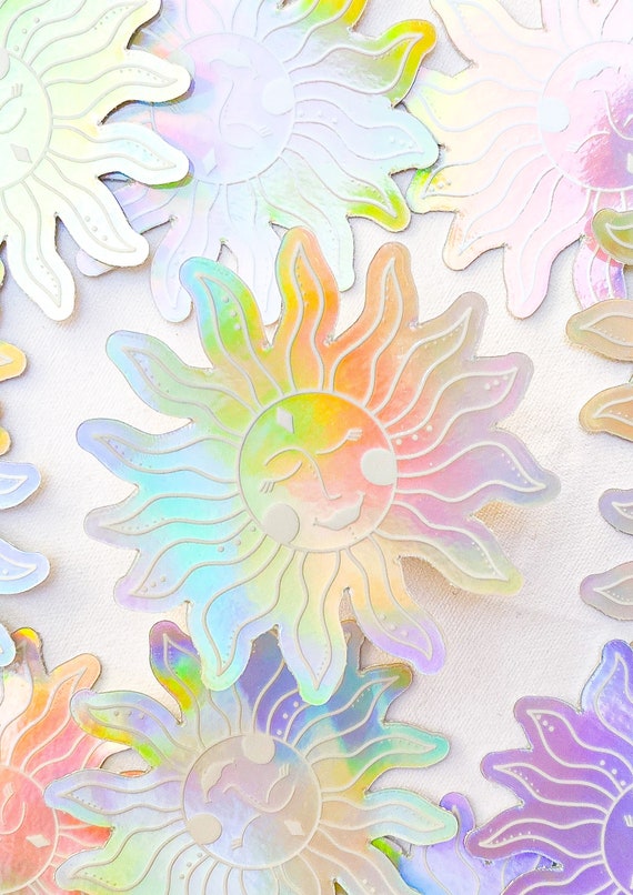 Sun Vinyl Sticker Holographic Sun Stickers Sunshine | Etsy