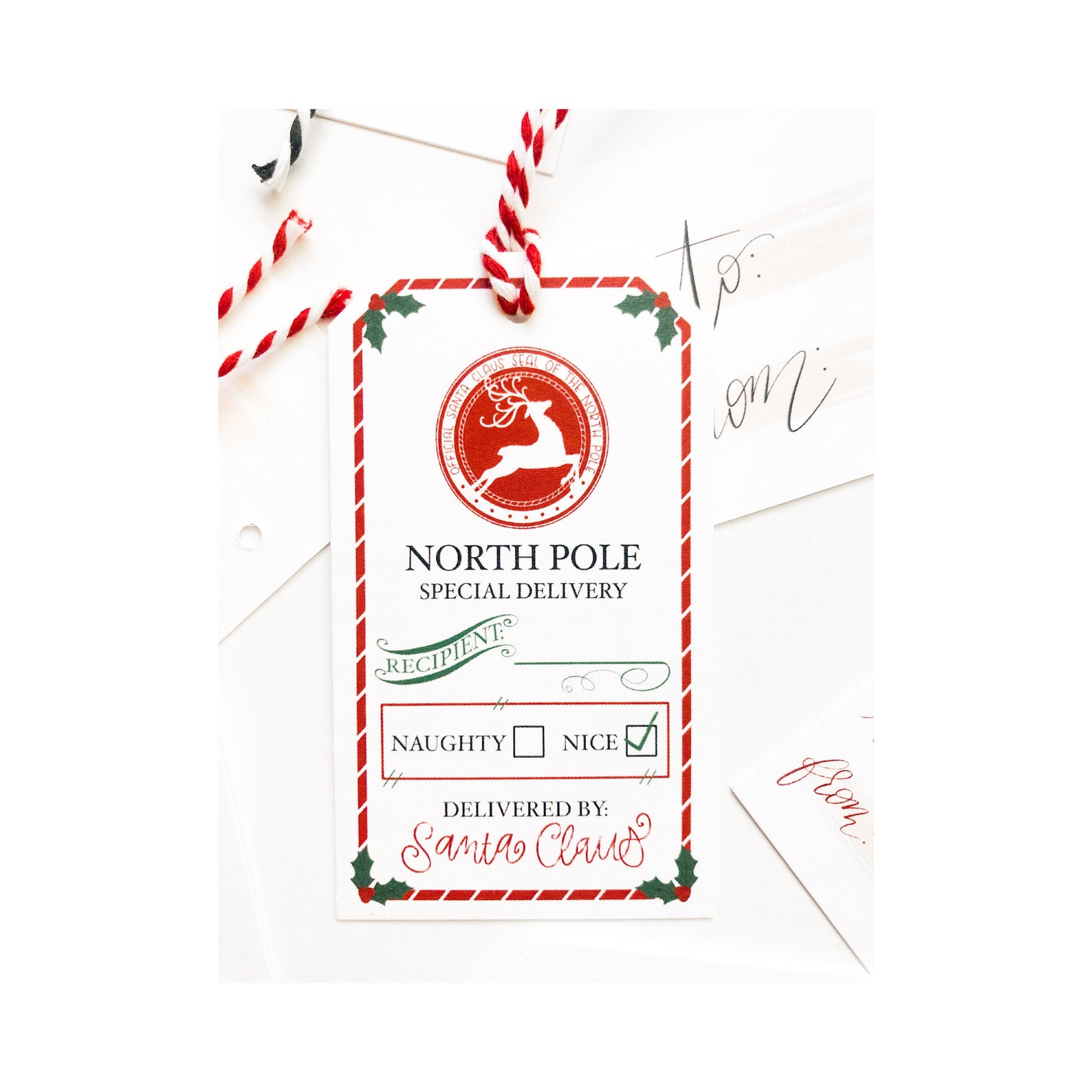 North Pole Christmas Gift Tags Santa Claus Gift Tags | Etsy