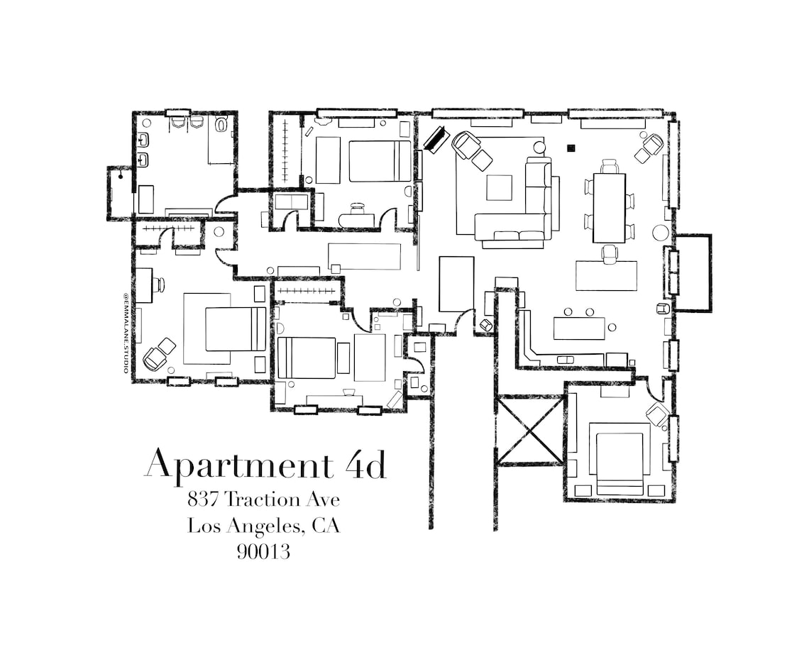 New Girl Floor Plan | New Girl TV Show | Blueprint | Apartment 4D ...