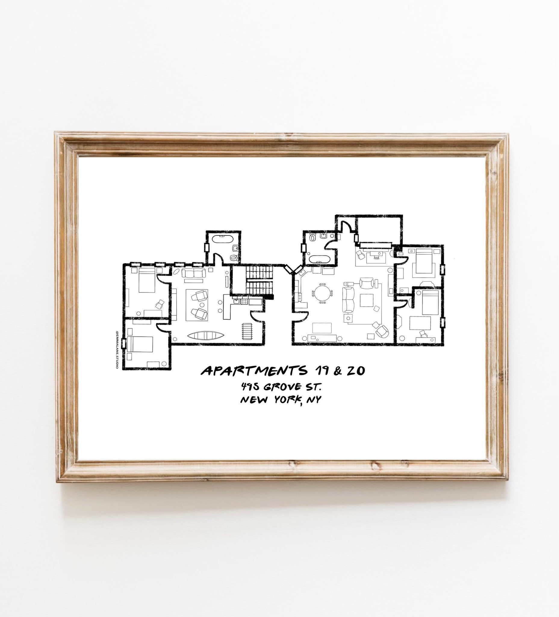Friends Apartment Floor Plan Friends TV Show Blueprint - Etsy Australia