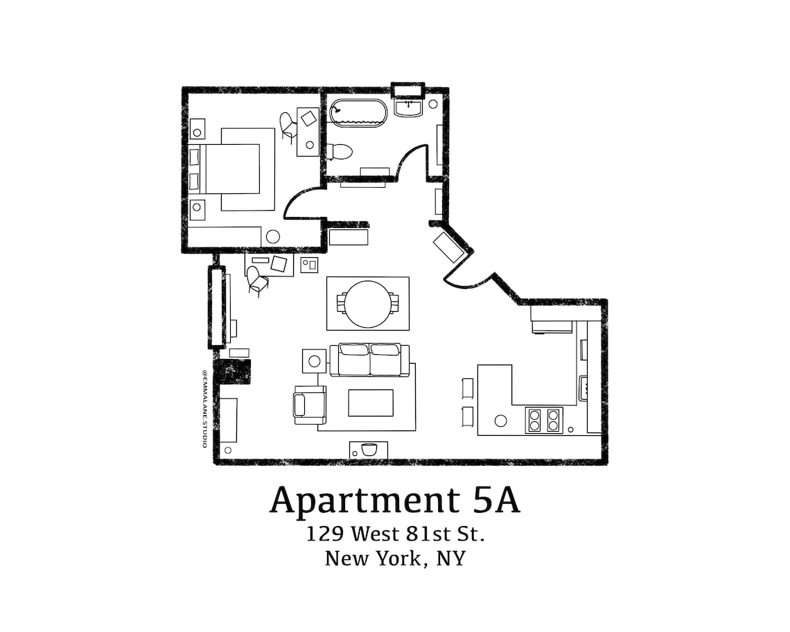 Seinfeld Apartment Floor Plan | Seinfeld TV Show | Apartment 5A | Jerry ...