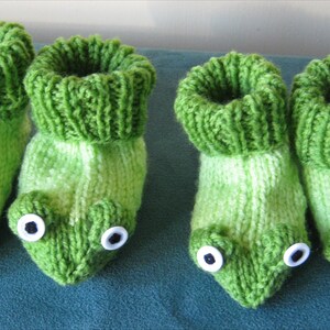 Hand Knitted Frog Baby Booties in Two Sizes 3 to 6 Months or 6 to 12 ...