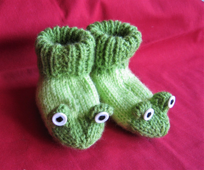 Hand Knitted Frog Baby Booties in Two Sizes 3 to 6 Months or | Etsy