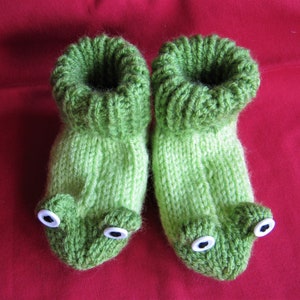 Hand Knitted Frog Baby Booties in Two Sizes 3 to 6 Months or 6 to 12 ...