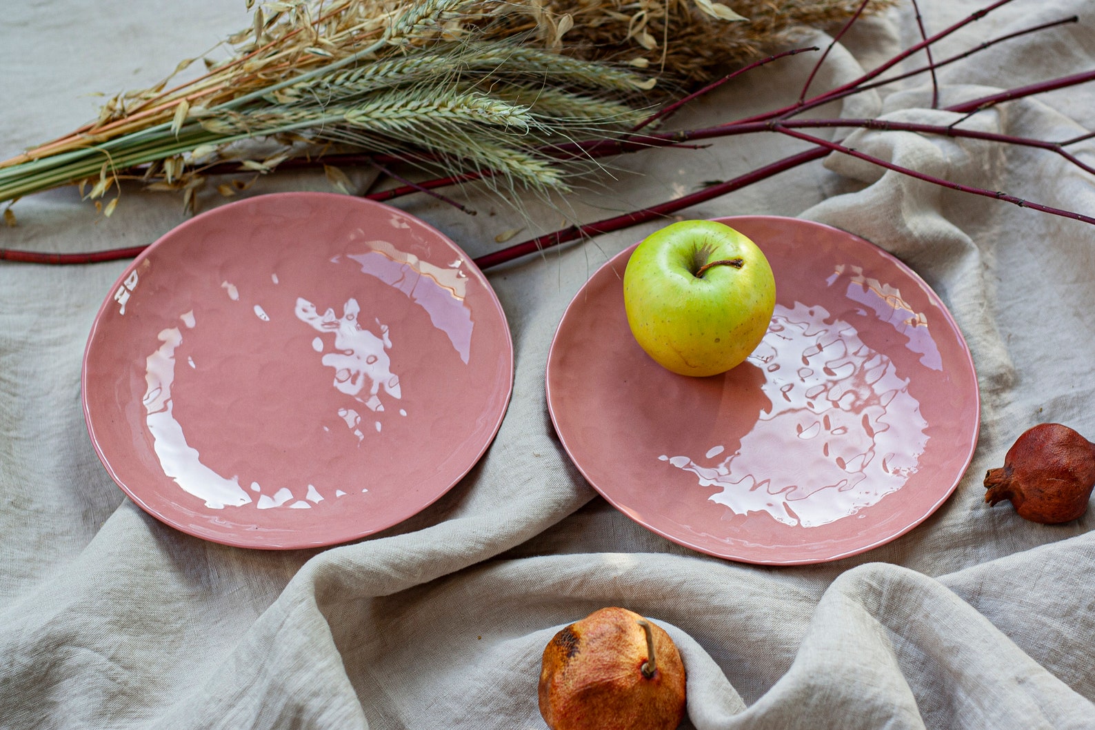 Handmade Porcelain Dinner Plate, Pink Ceramic Dish, Fingerprint Design ...
