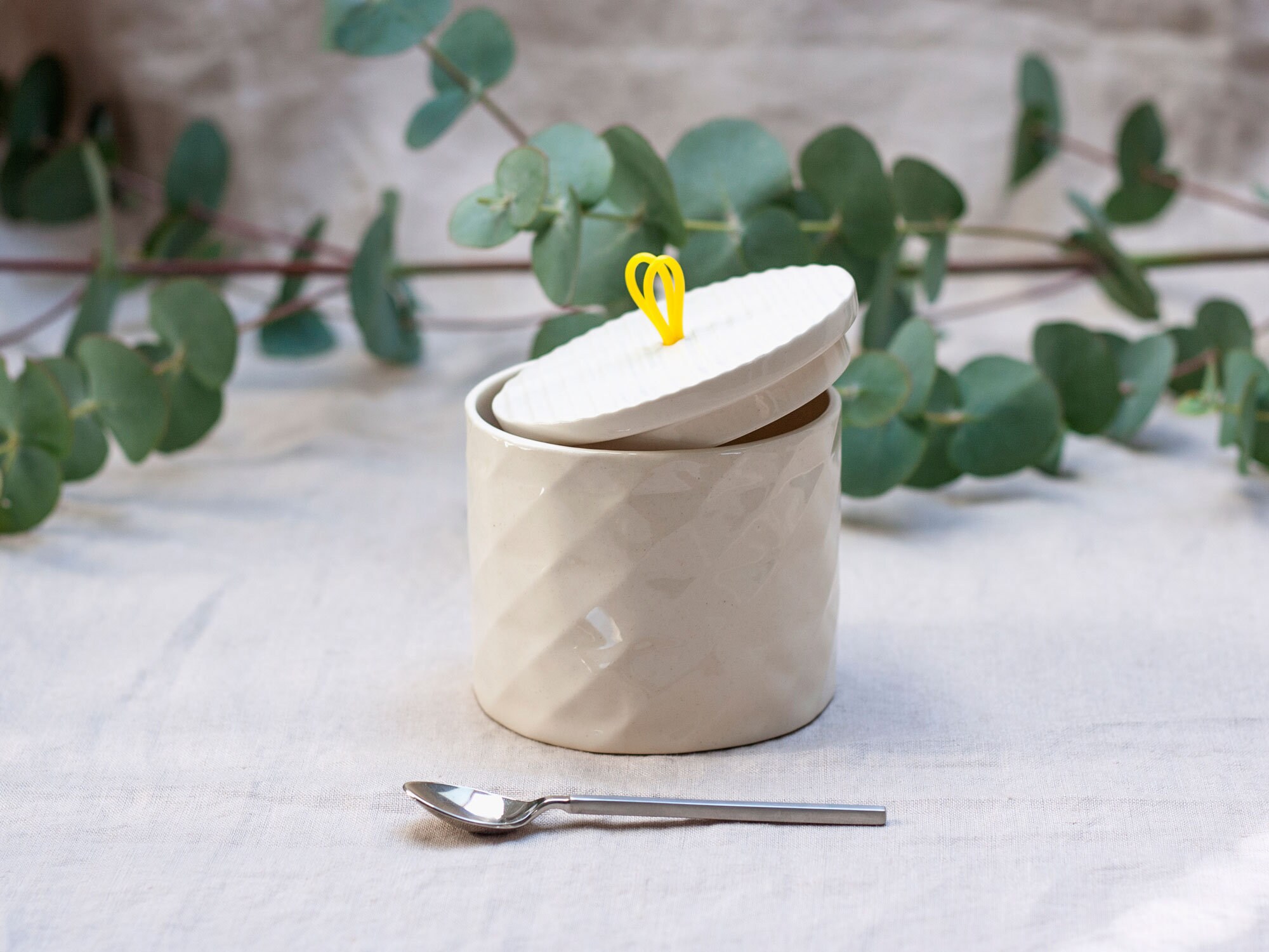 Geometric Home Decor, Salt Cellar, Porcelain Jar, Pot With Lid, Sugar ...