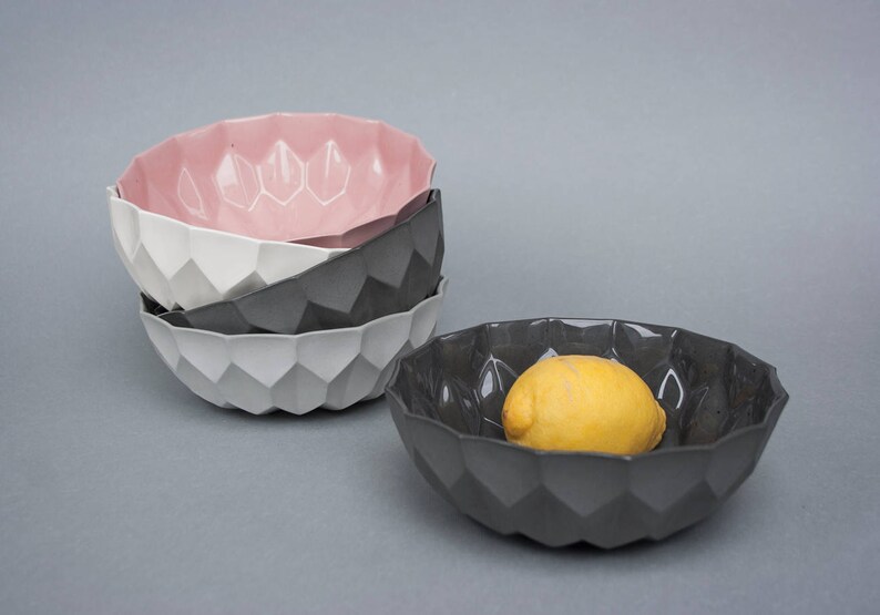 Origami Bowl, Porcelain Bowl, White Bowl, Gray Bowl, Pink Bowl ...