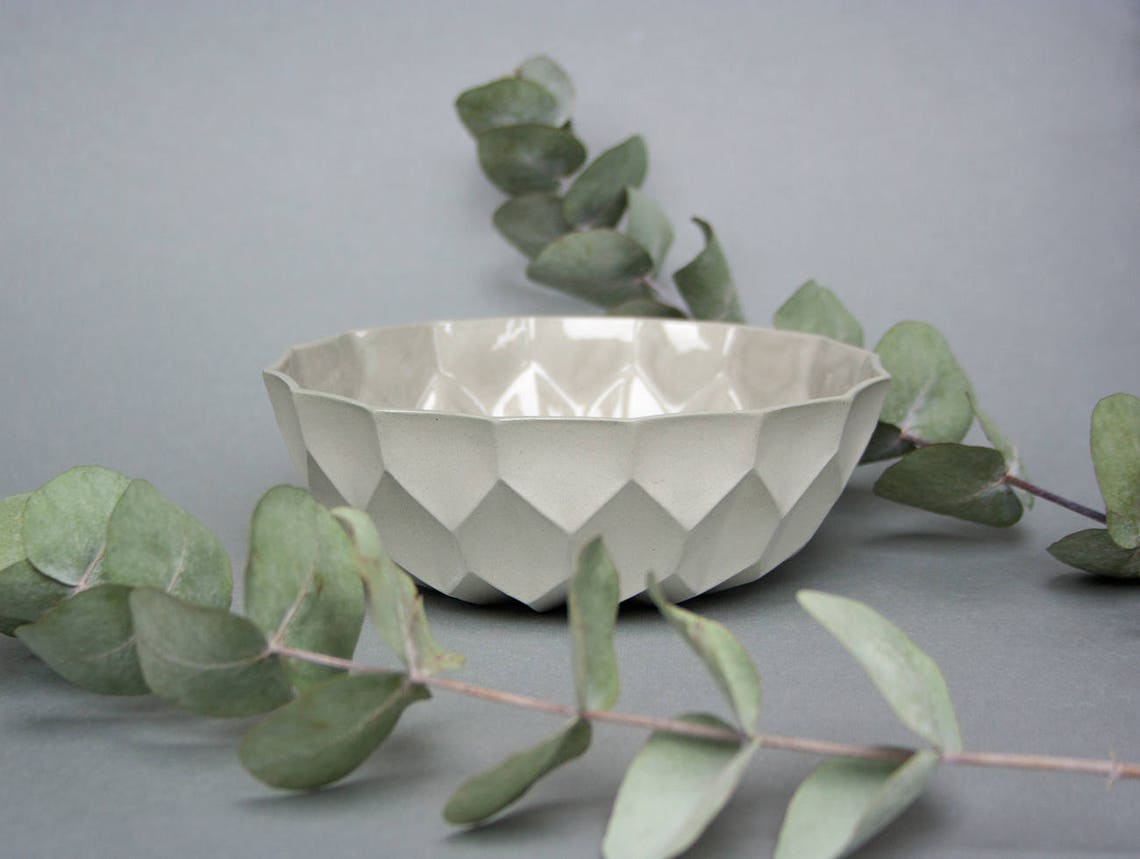Origami Bowl, Porcelain Bowl, White Bowl, Gray Bowl, Pink Bowl ...