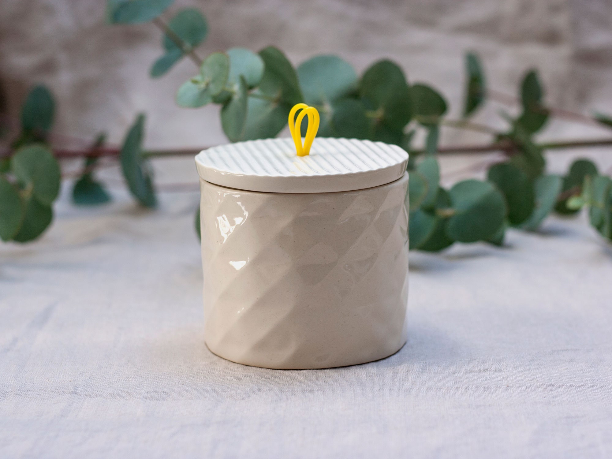 Geometric Home Decor, Salt Cellar, Porcelain Jar, Pot With Lid, Sugar ...